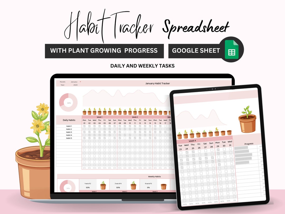 Habit Tracker for Google Sheets. Daily and Weekly Tasks Tracker. Google ...