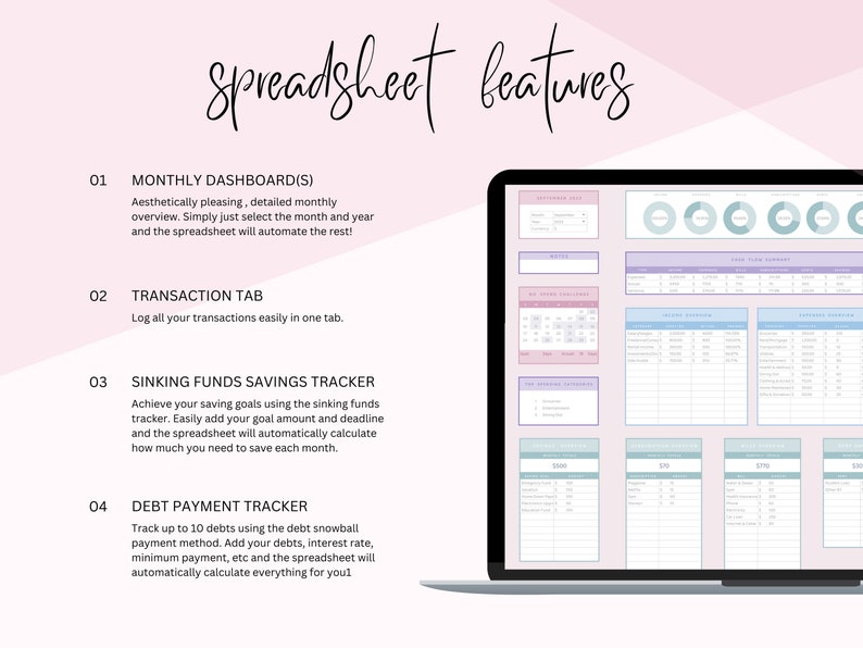 Pastel Unlimited Budget Spreadsheet With Income, Expenses, Bills ...