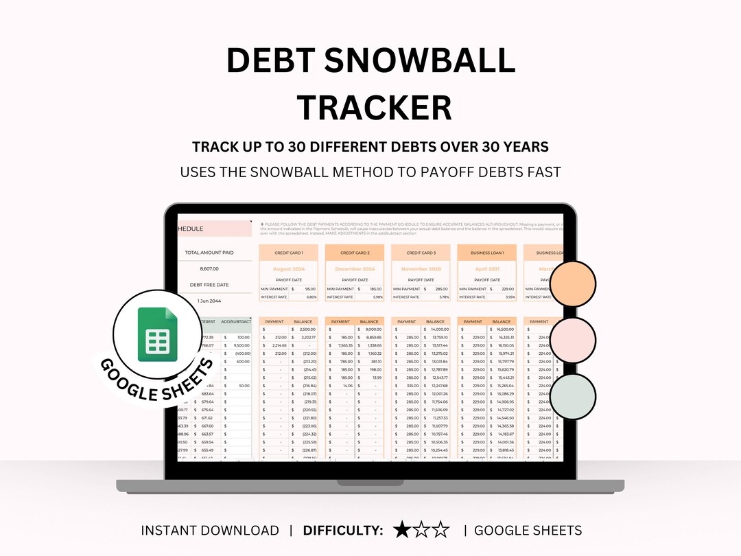 Debt Payoff Spreadsheet for Google Sheets | Track Debts Such as ...