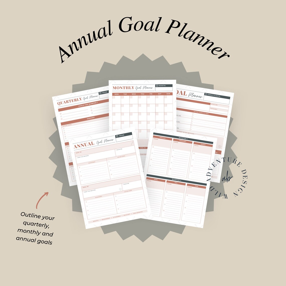 Annual Printable Goal Planner Goal Planner Bundle Smart Goal Setting ...