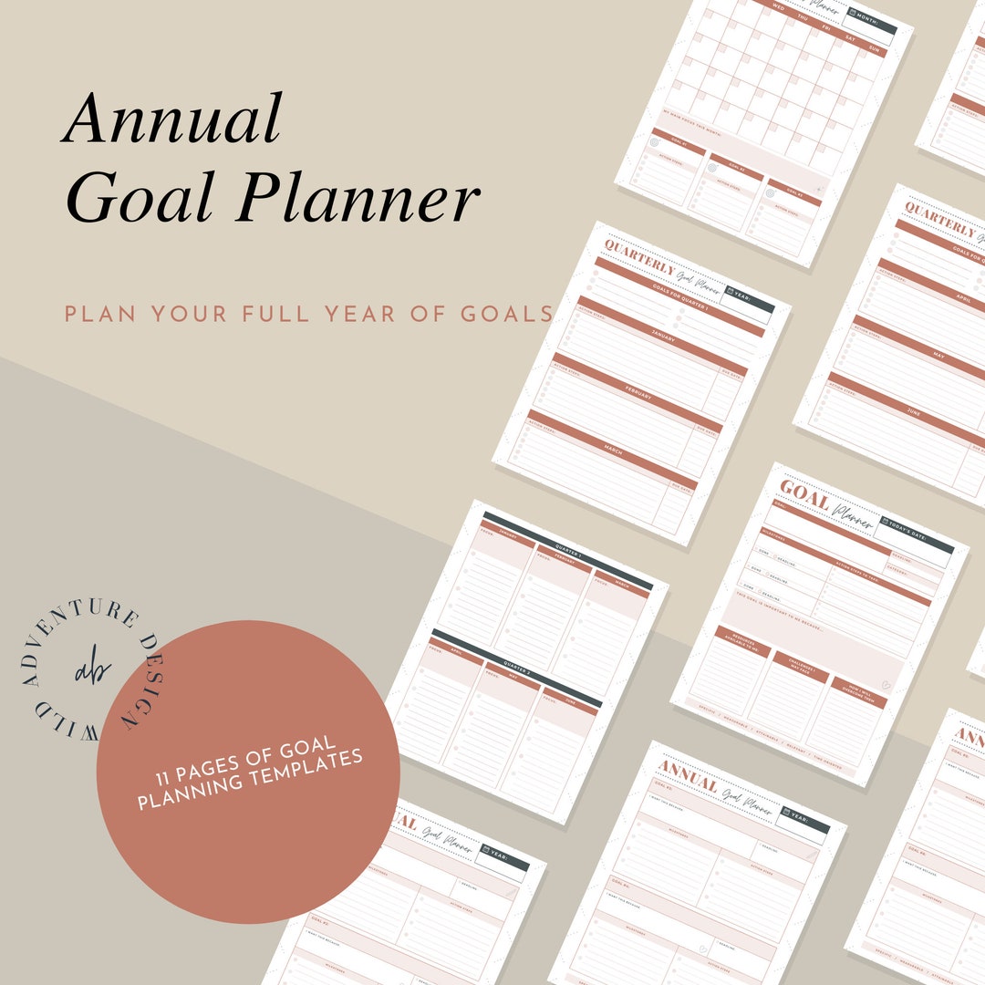 Annual Printable Goal Planner Goal Planner Bundle Smart Goal Setting ...