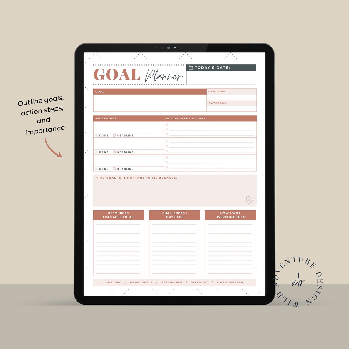 Annual Printable Goal Planner Goal Planner Bundle Smart Goal Setting ...