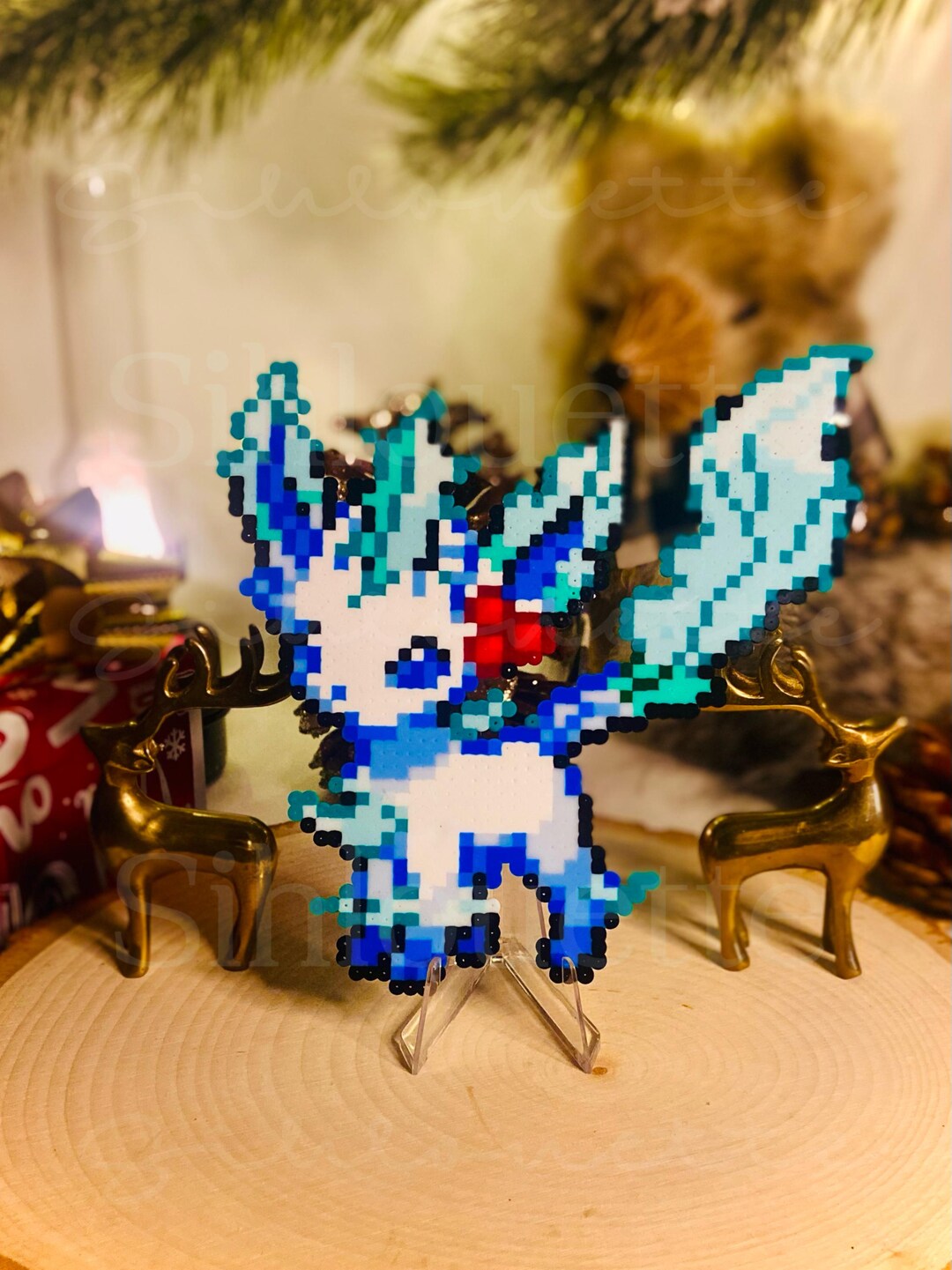 Christmas Mistletoe Leafeon Perler Bead Standee - Etsy