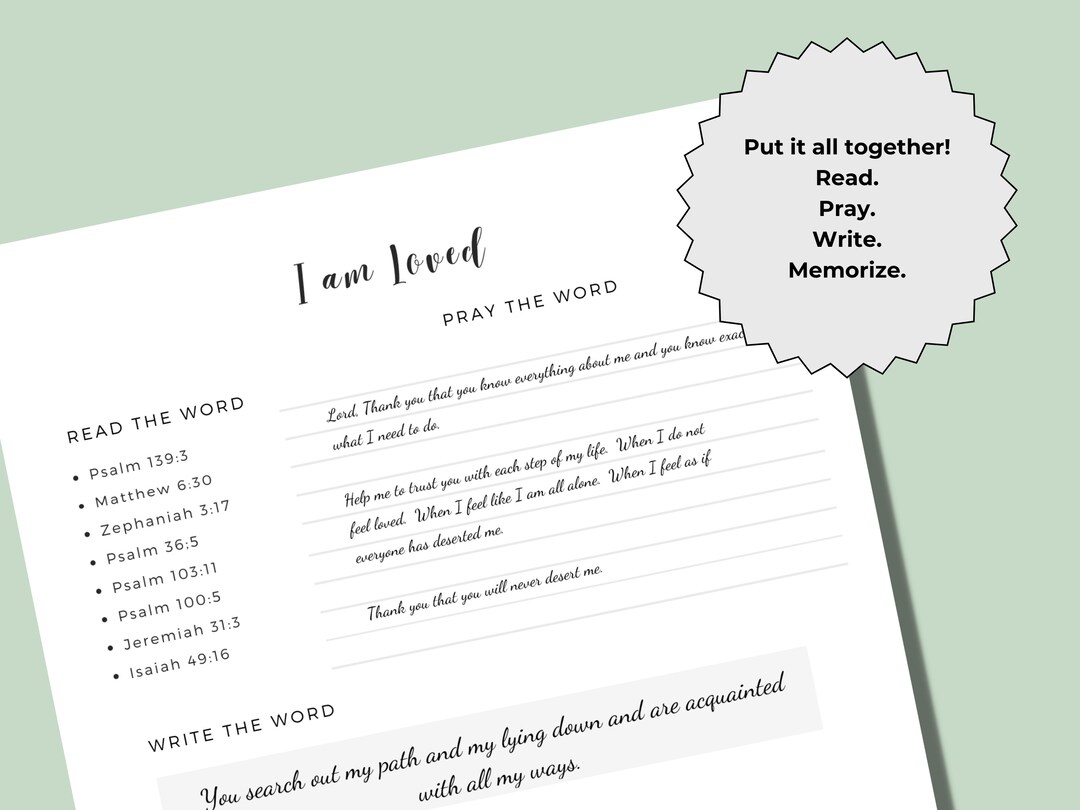 Scripture Journal Printable, Pray Scripture, Memorize Scripture, Read Scripture, Write Scripture ...