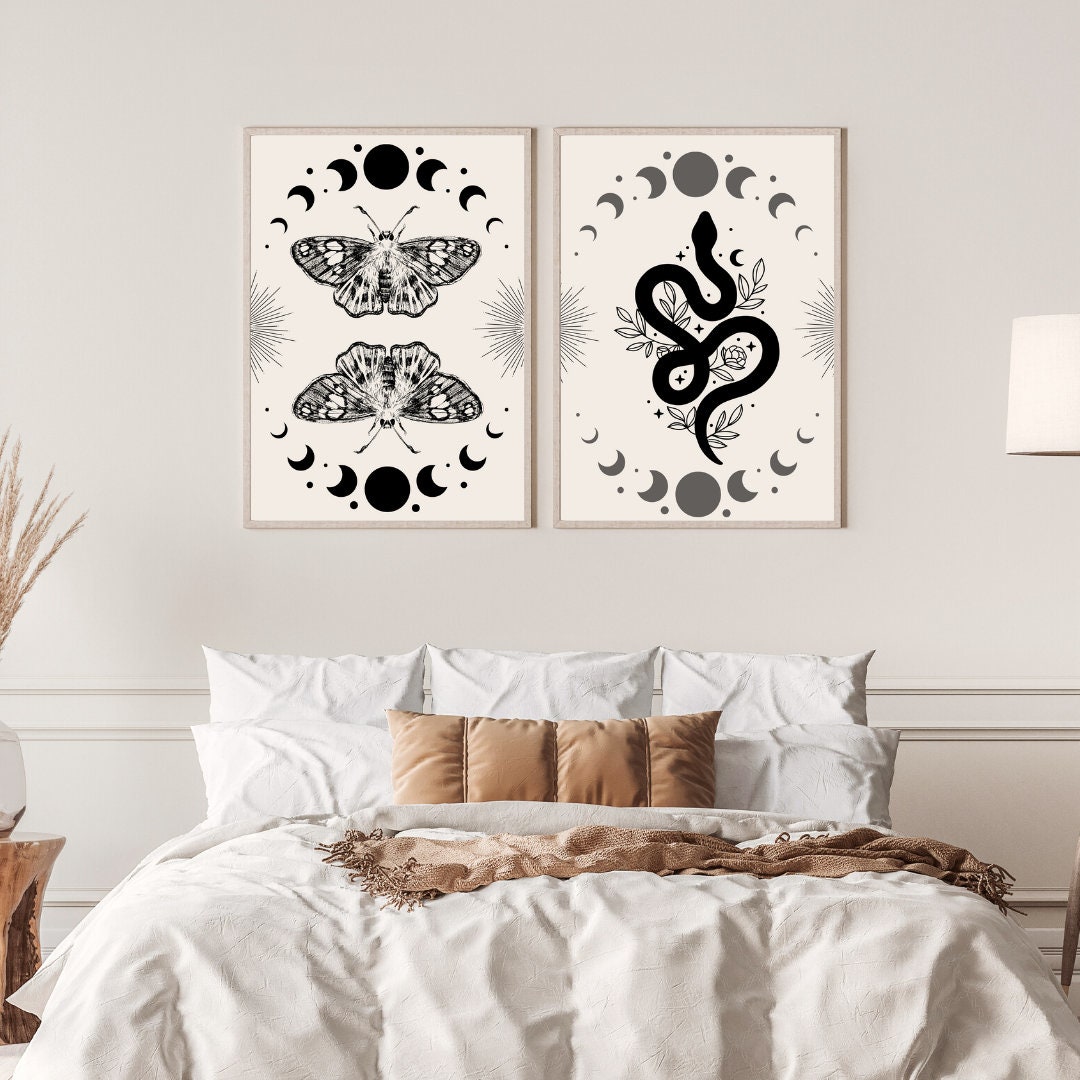 Alt Aesthetic PRINTABLE, Aesthetic Set of 2 Prints, Moth and Snake Set ...