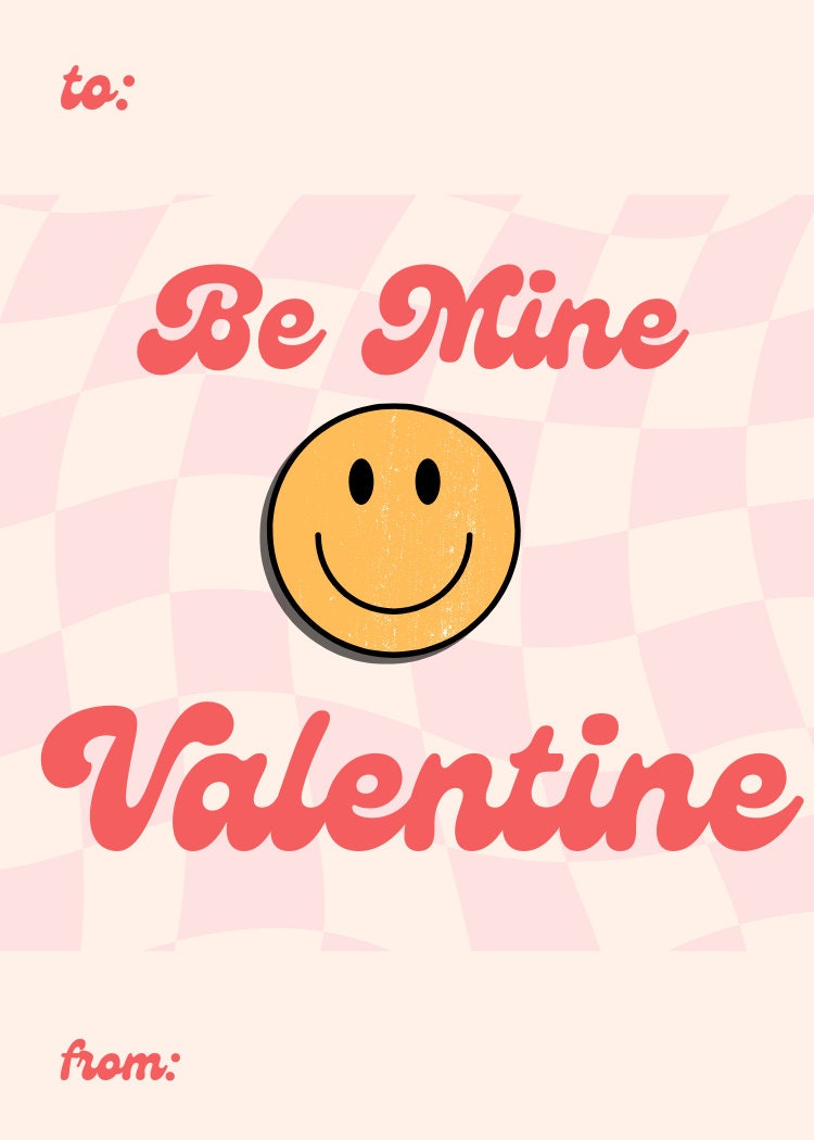 PRINTABLE Kid Valentines Day Card | Retro Cute Valentines Day Cards ...