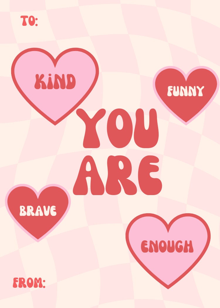PRINTABLE Kid Valentines Day Card | Retro Cute Valentines Day Cards ...
