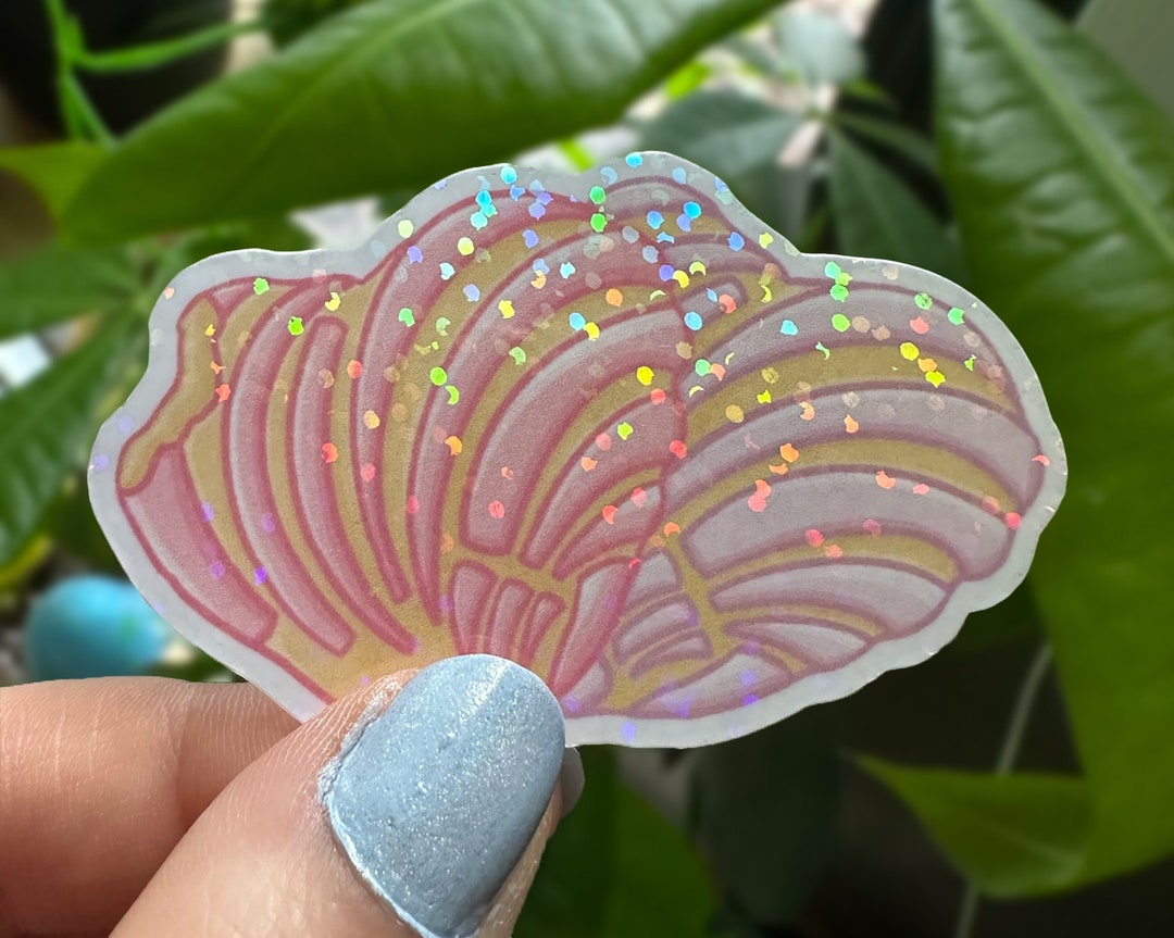 Holographic Heart Concha Stickers | Concha Sticker | Cute Concha ...