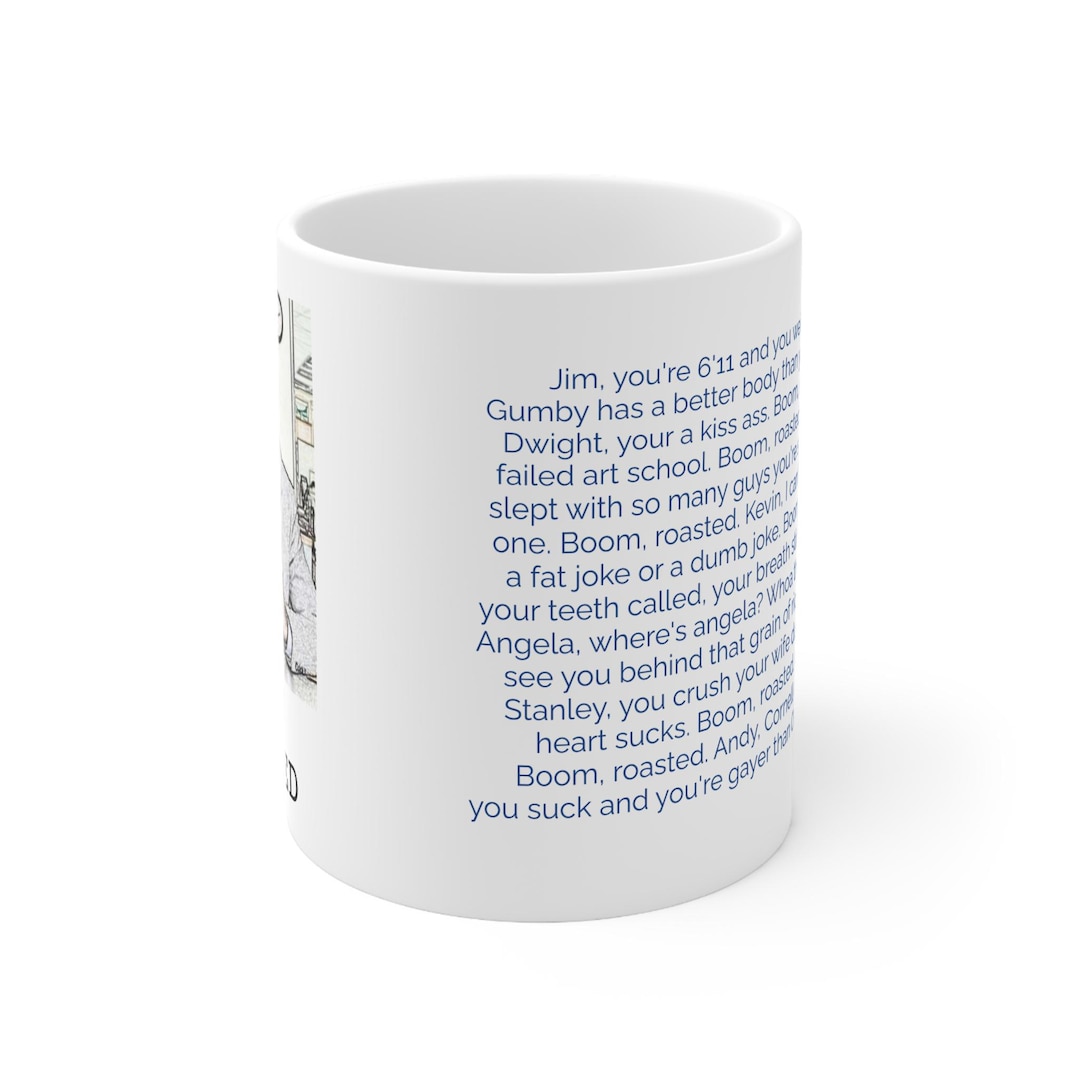 The Office Michael Scott Boom Roasted CSR White Ceramic Mug, 11oz - Etsy