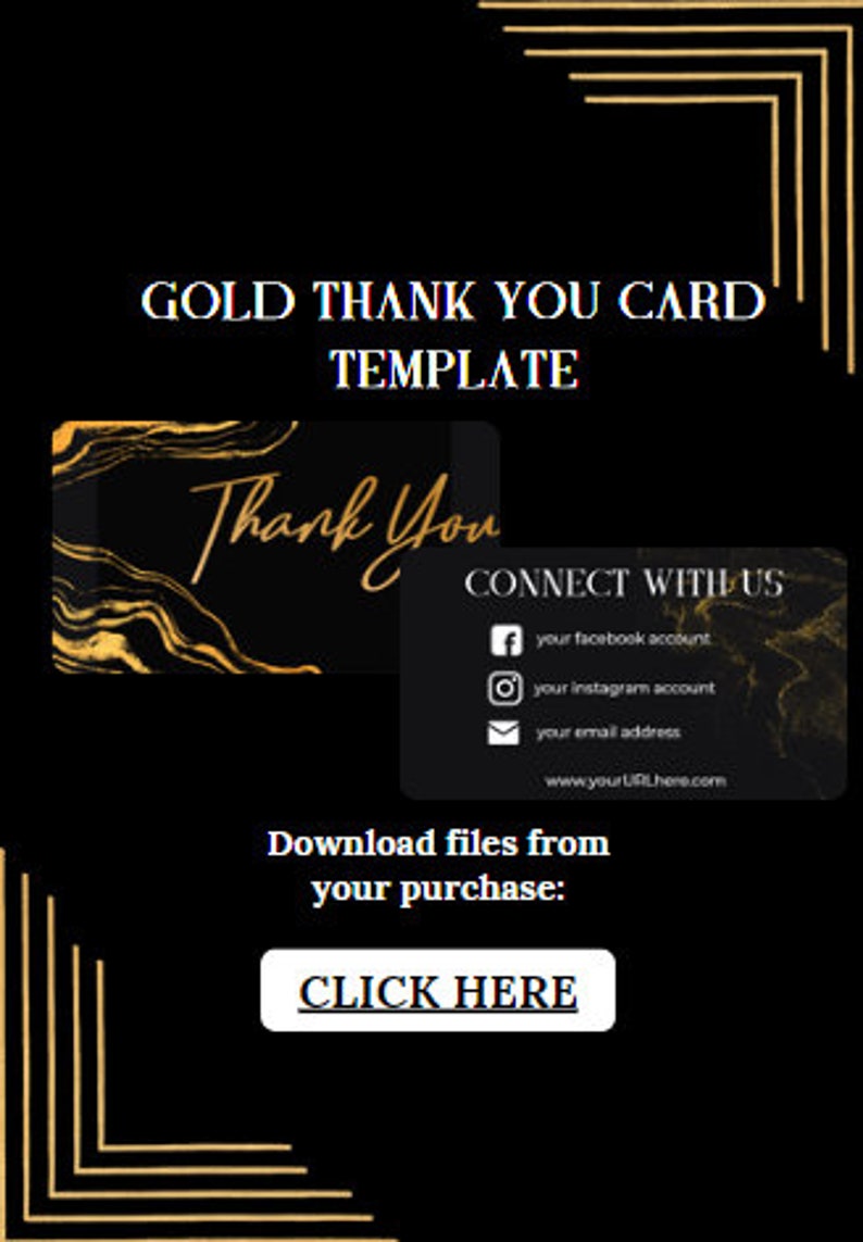 Gold Thank You Card Template - Etsy
