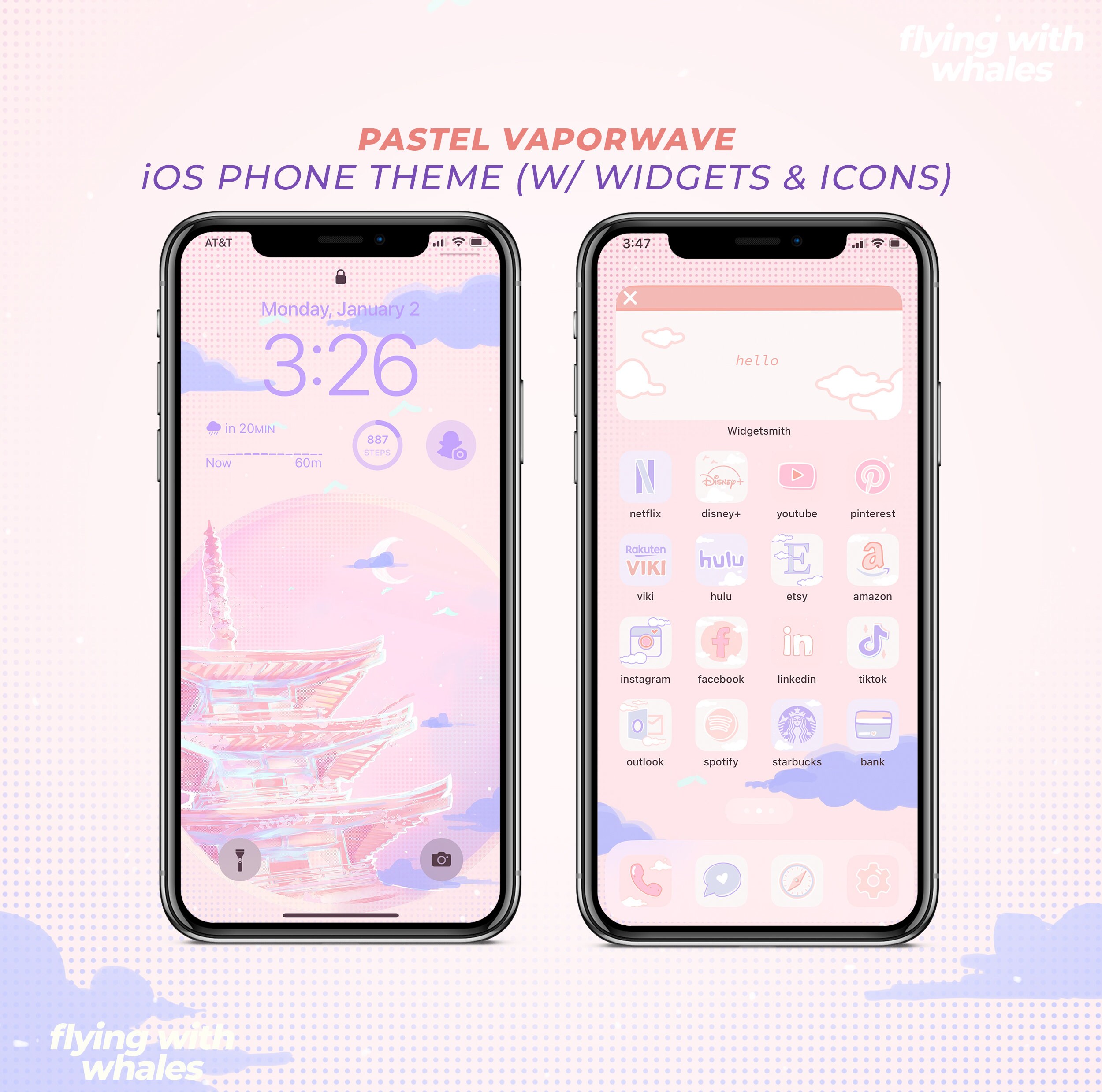 Pastel Vaporwave Ios Icon and Desktop Theme Pack, Desktop Laptop ...