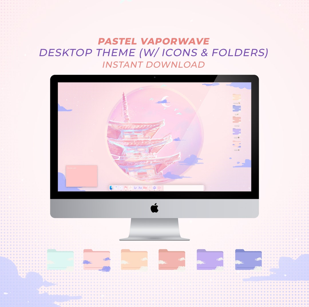 Pastel Vaporwave Desktop Theme Pack / Desktop Wallpaper, Macbook ...