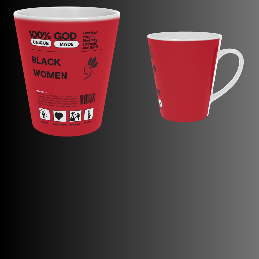 Red Latte Mug, Black Women Positive Motivation, Feminist Office, 12oz ...
