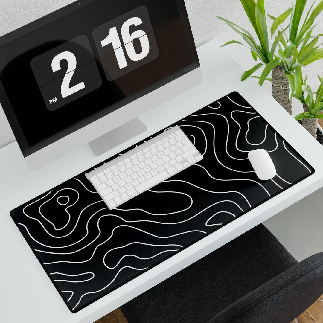Topographic Desk Mat, Modern Work Surface Pad, Geometric Aesthetic ...