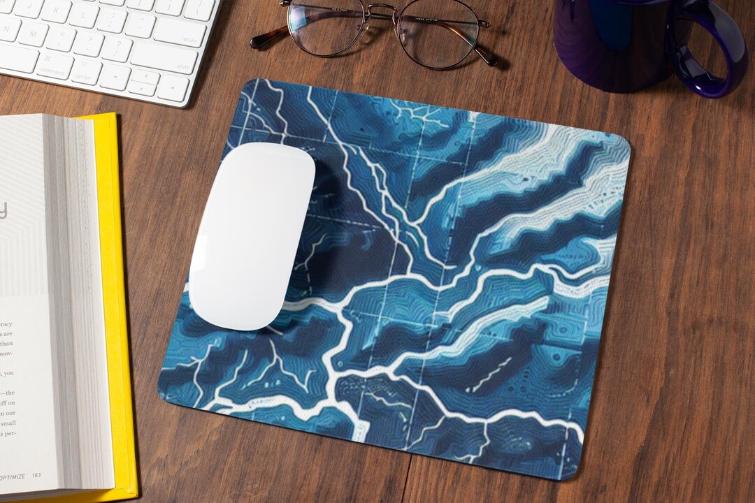 Topography Design Mouse Pad- Blue Ocean Design, Office Decor, Gaming ...