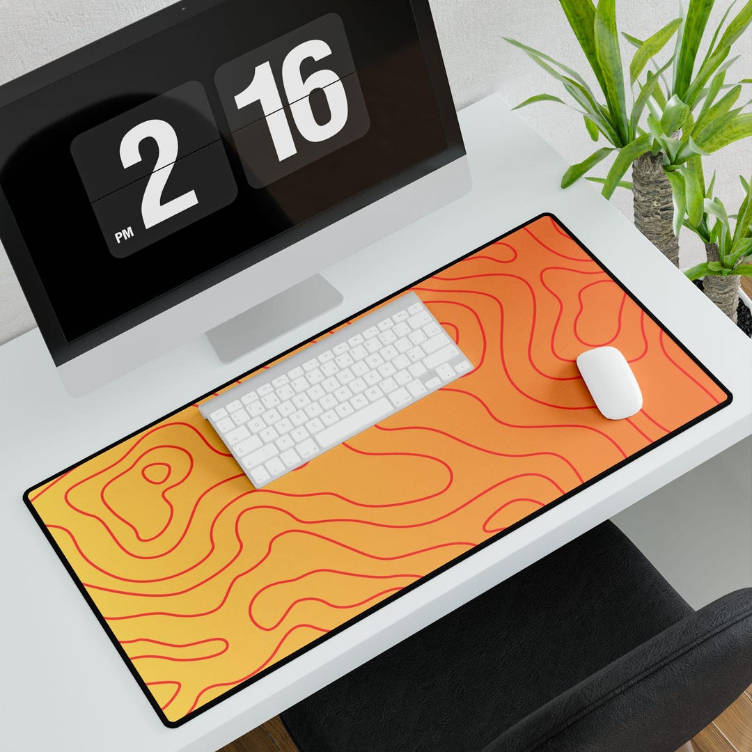 Topographic Desk Mat, Modern Work Surface Pad, Geometric Aesthetic ...