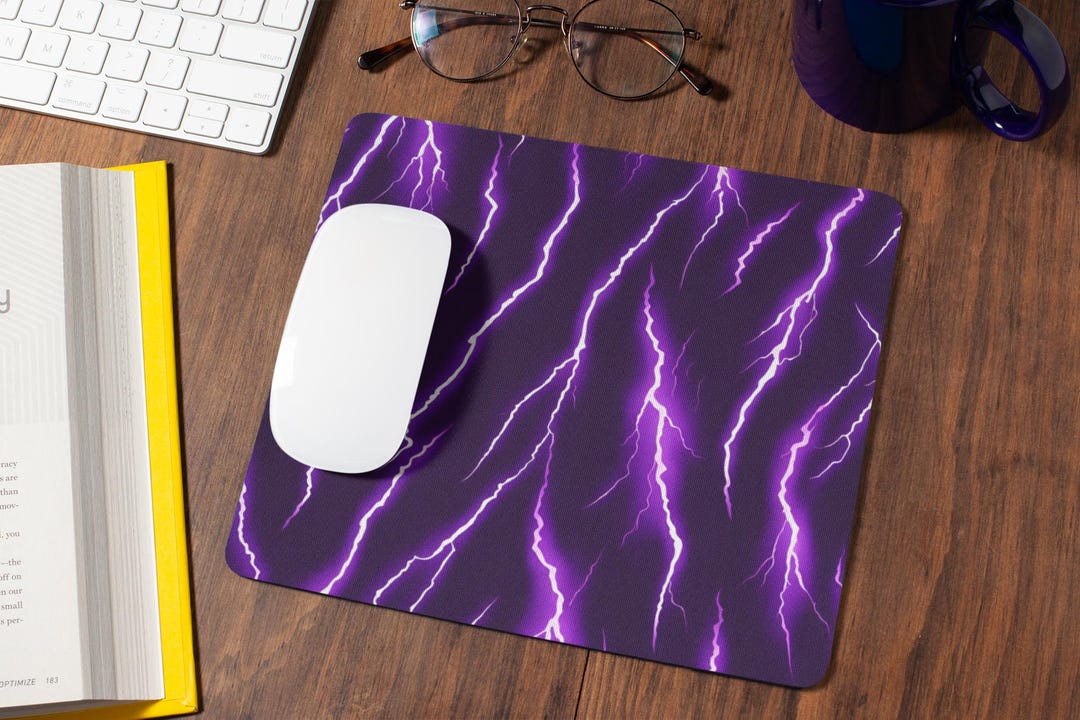 Purple Lightning Mouse Pad- Aesthetic Mouse Pad, Office Decor, Gaming ...