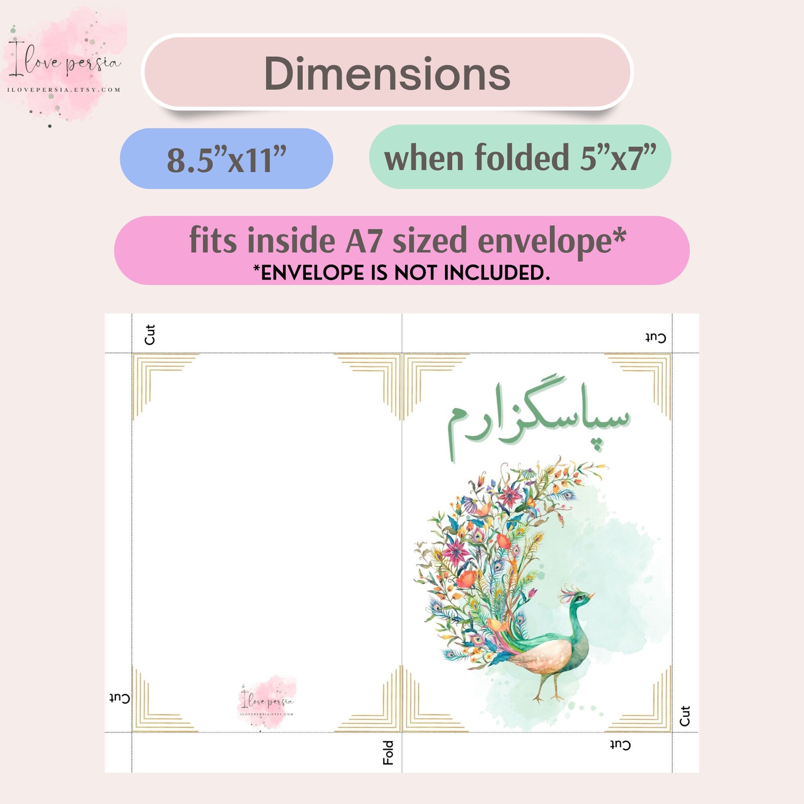 Farsi Thank You Card, Persian Greeting Card, Instant Download Persian ...