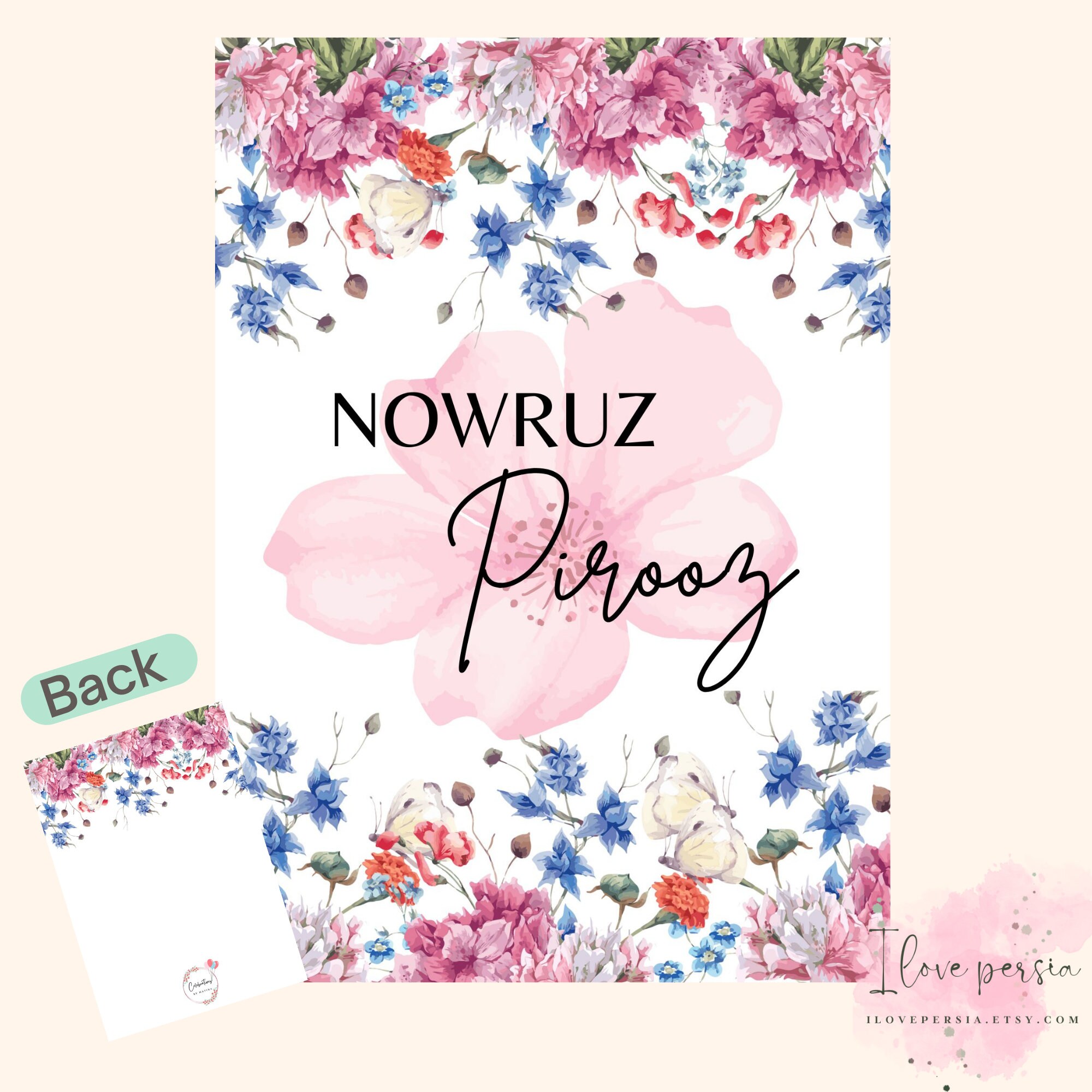 5 Nowruz Mobarak Cards, Printable Happy Nowruz Card, Persian New Year ...