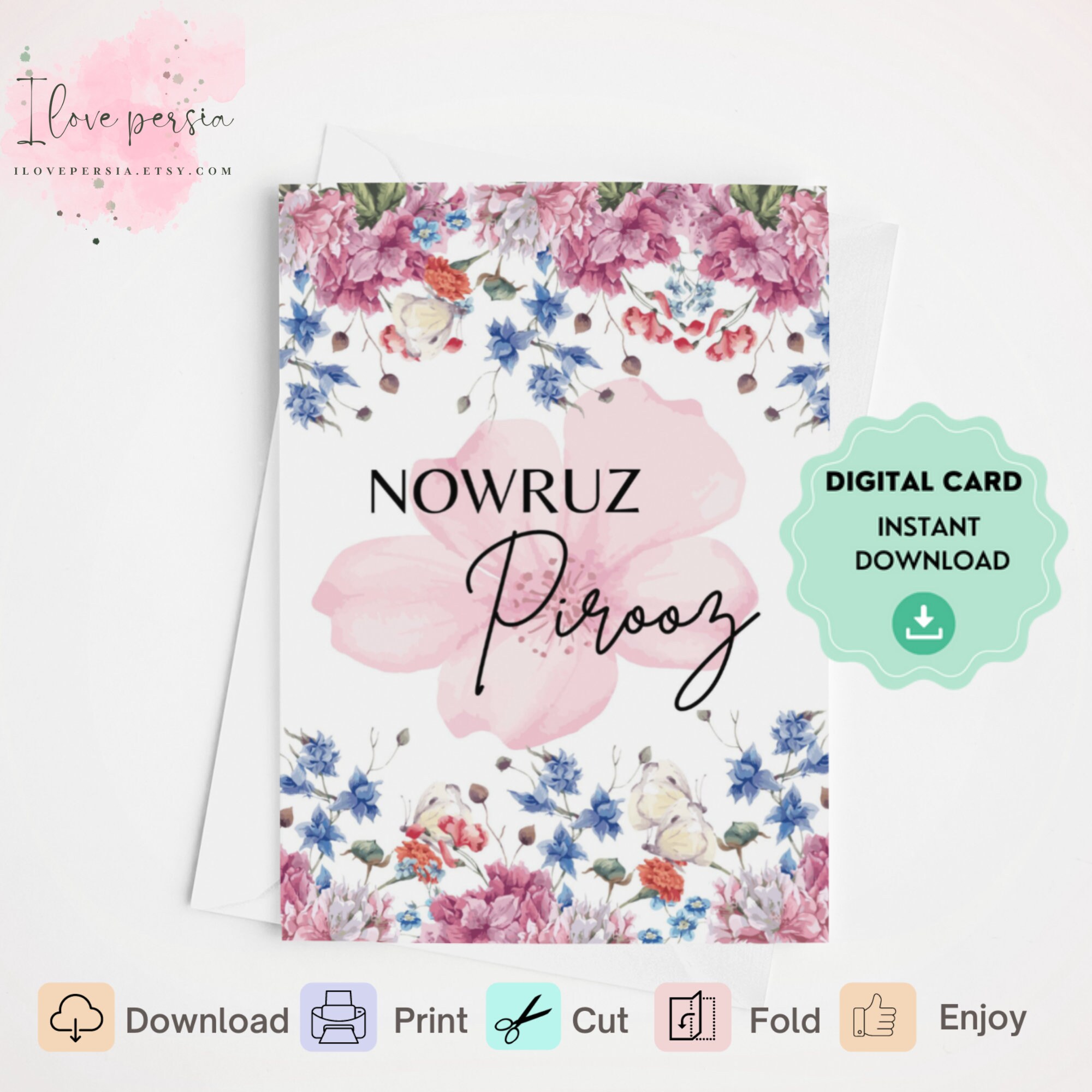 Nowruz Pirooz Card, Printable Happy Nowruz Card, Nowruz Gift. Nowruz ...
