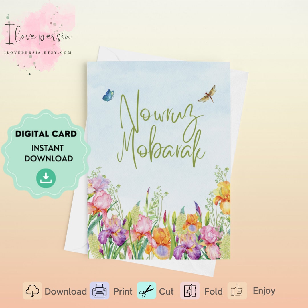 Nowruz Mobarak Card, Printable Nowruz Card, Persian New Year Card ...