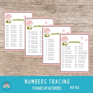 Numbers Tracing Worksheet Pink Handwriting Practice Sheet - Etsy