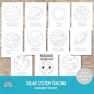 Tracing Solar System Planets, Coloring, Preschoolers Planets Bundle ...