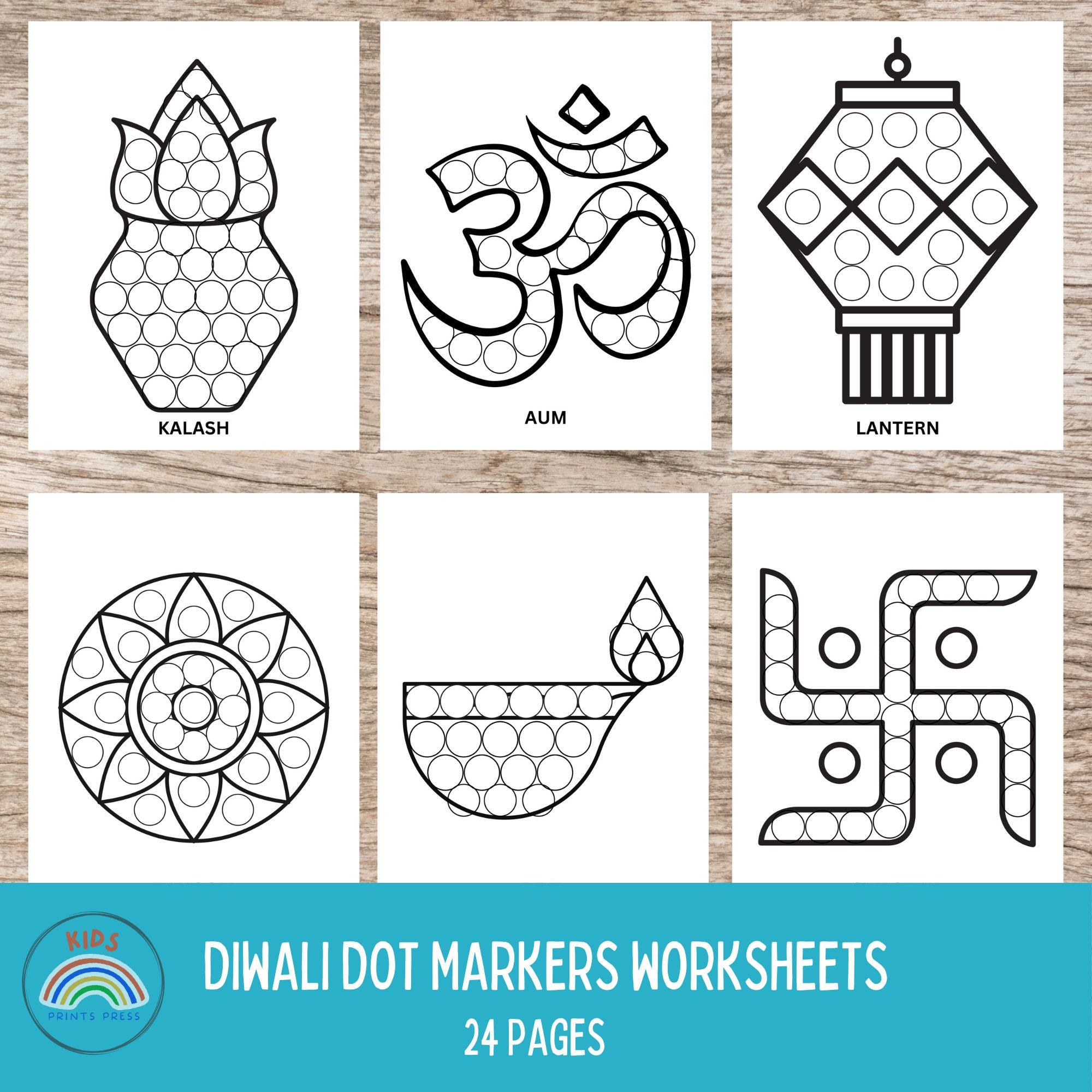 Diwali Dot Markers Coloring Worksheets for Toddler, Diwali Printable ...