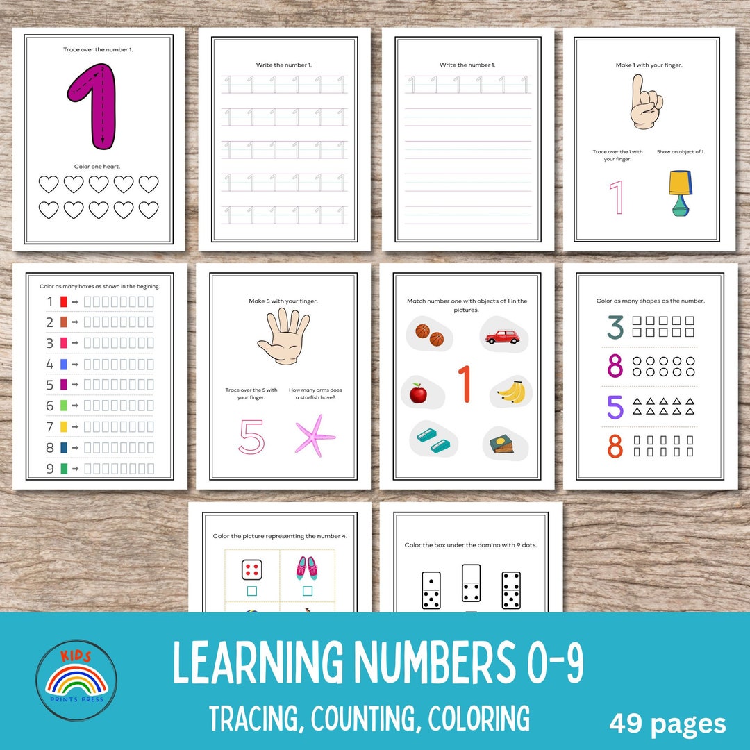 Numbers Tracing Worksheets for Preschool, Printable, Numbers Counting ...