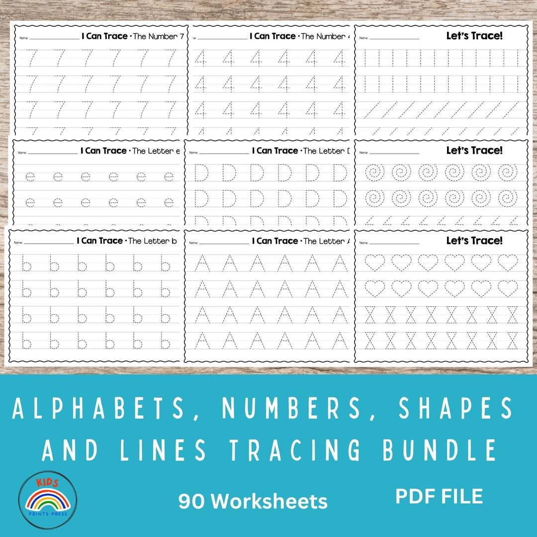 Numbers, Alphabets, Lines and Shapes Tracing Bundle for Toddler ...