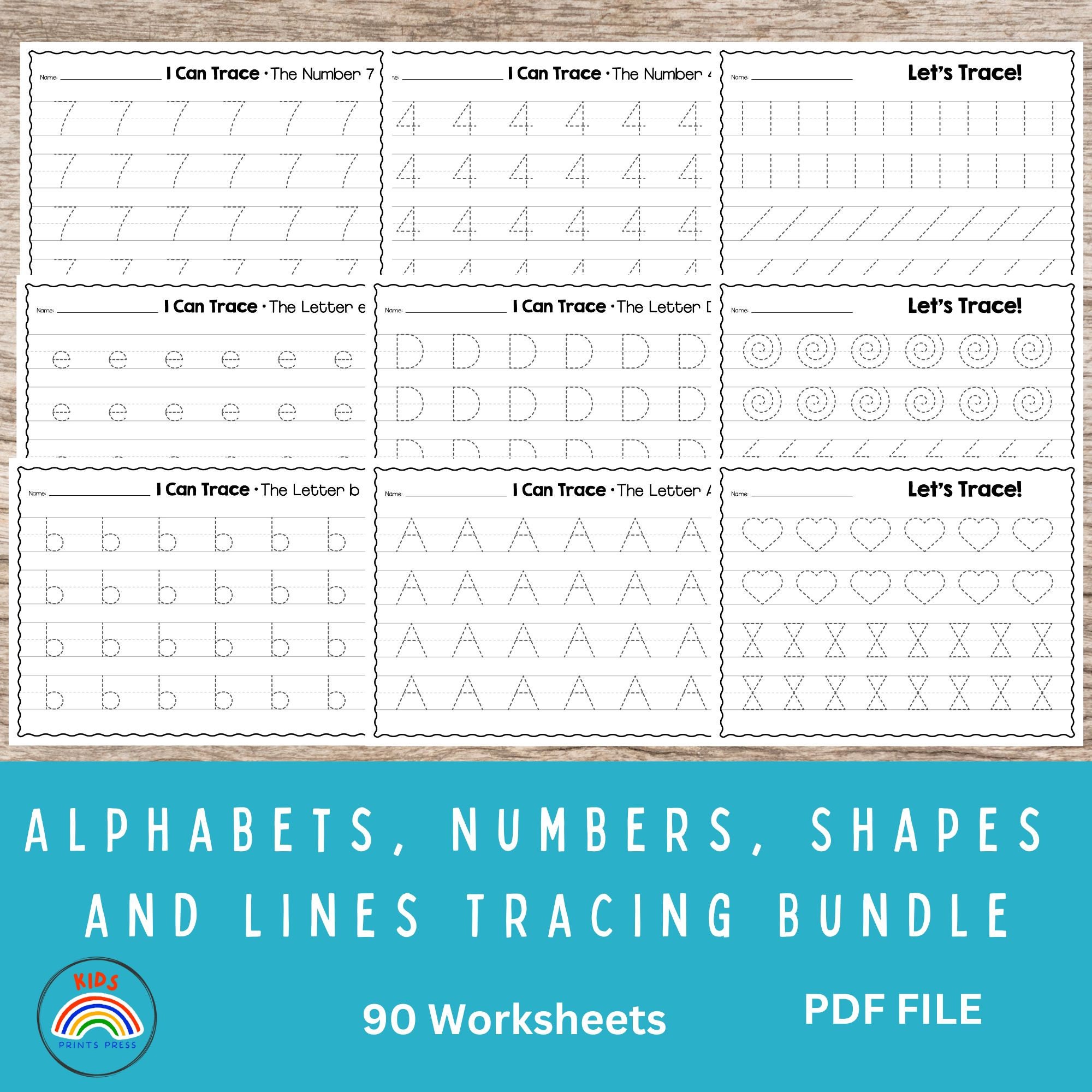 Numbers, Alphabets, Lines and Shapes Tracing Bundle for Toddler ...