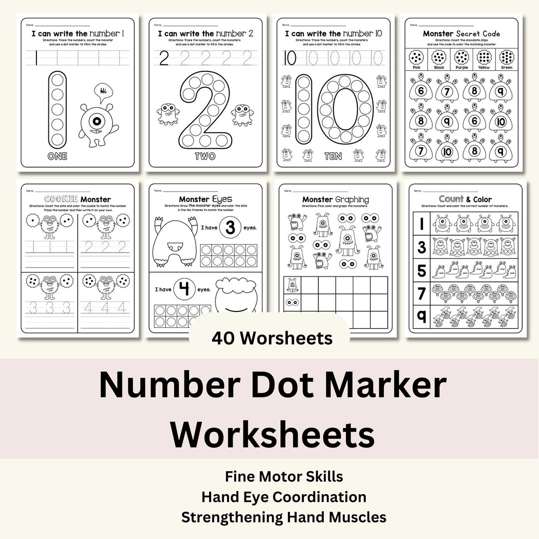 Numbers Dot Marker Worksheets for Toddlers/preschooler, 40 Pages, 1-10 ...
