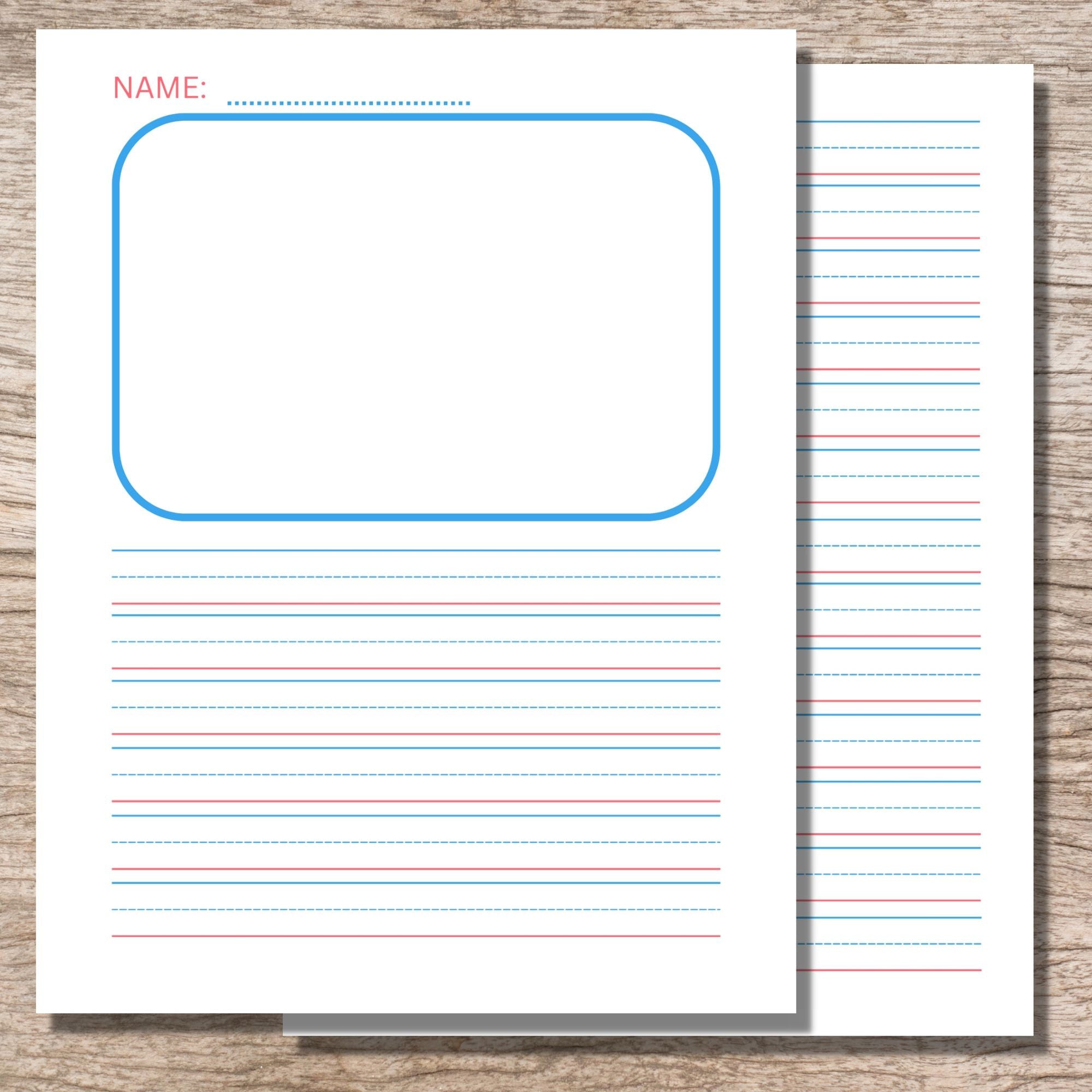 Primary Write & Draw Templates, Printable Lined Paper Red Bottom, Blue ...