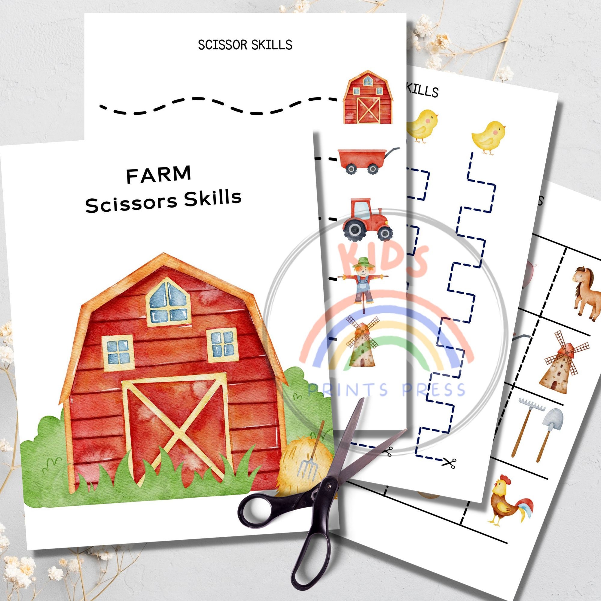 FARM ANIMALS THEME Cutting Activities for Scissors Skills Montessori ...