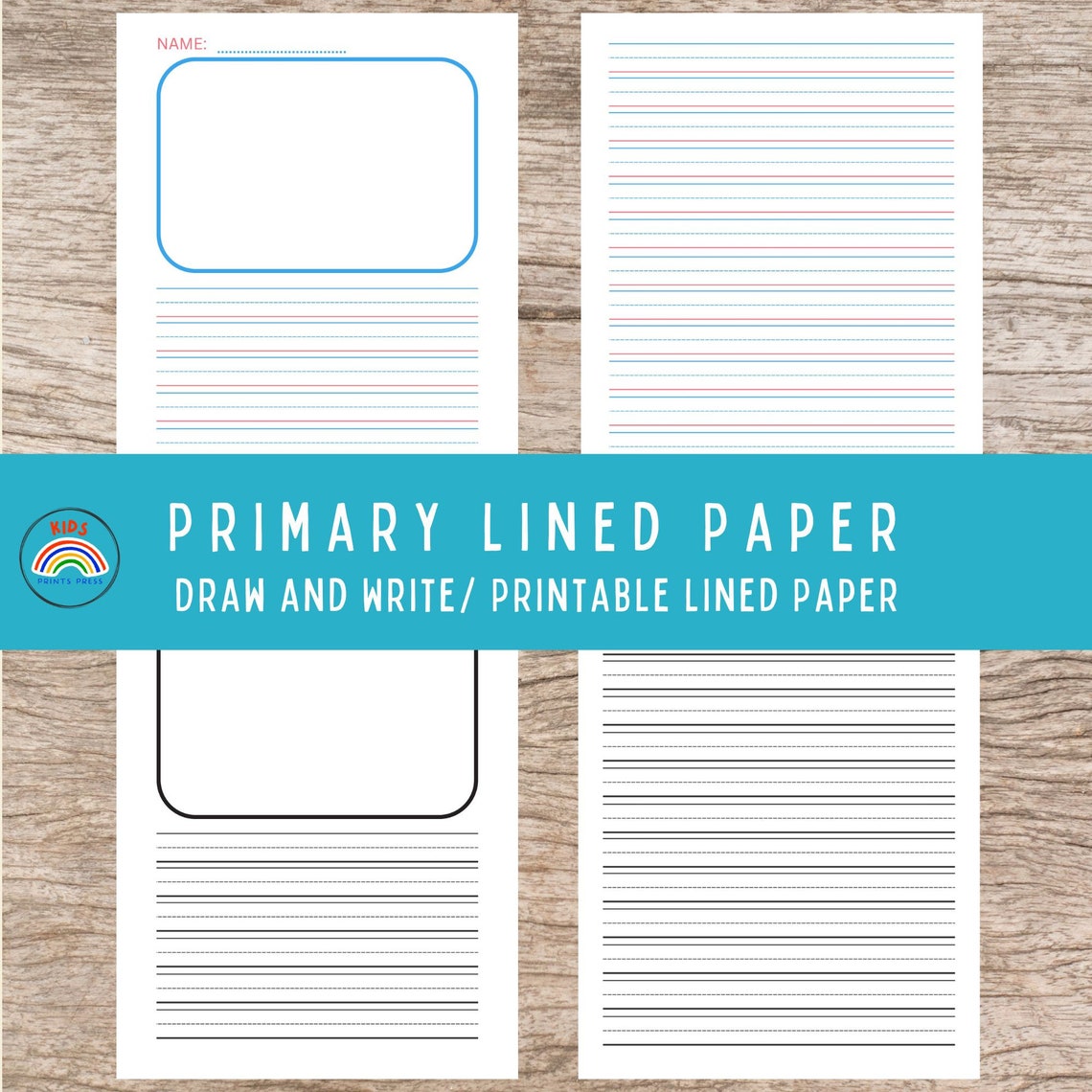 Primary Write & Draw Templates, Printable Lined Paper Red Bottom, Blue ...