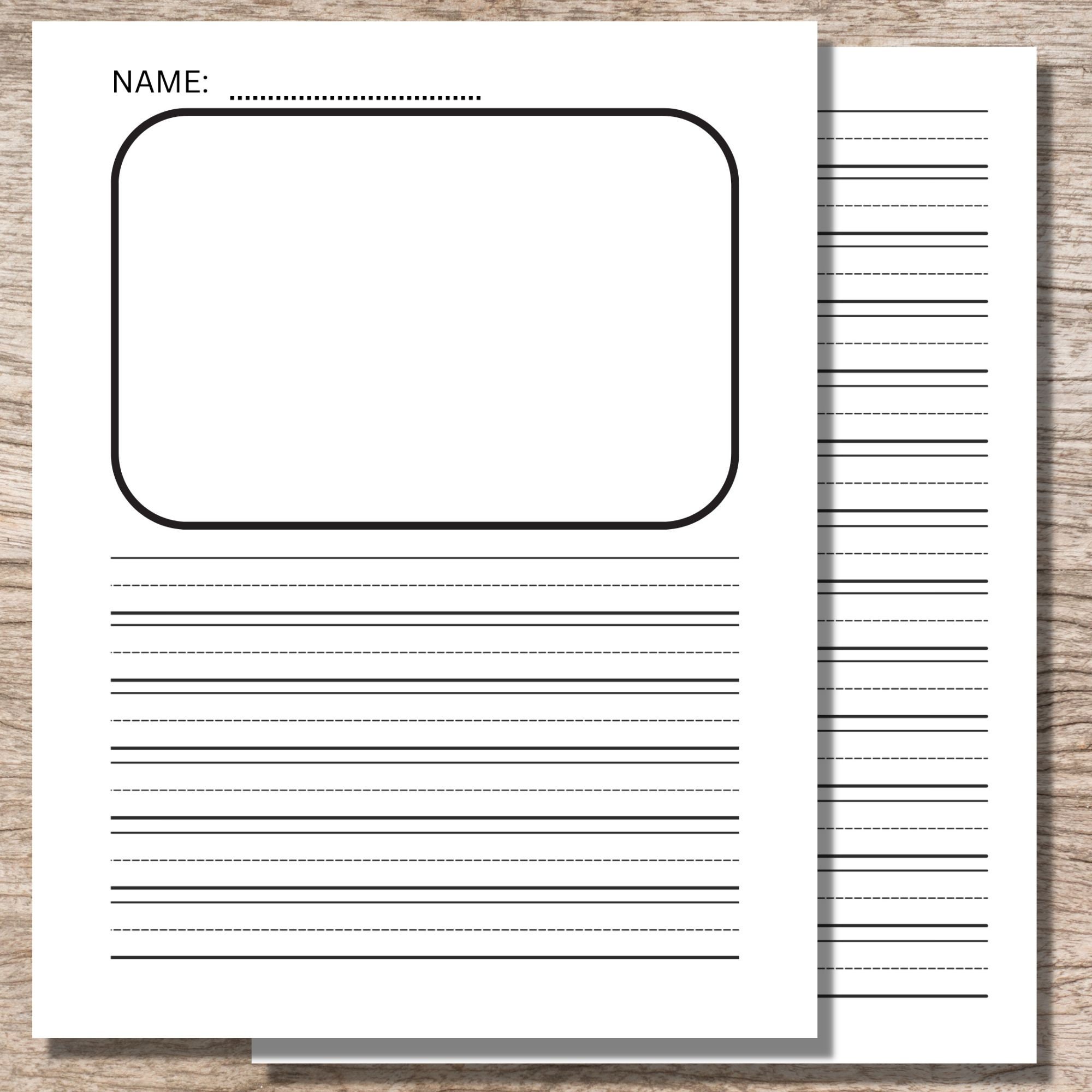 Primary Write & Draw Templates, Printable Lined Paper Red Bottom, Blue ...