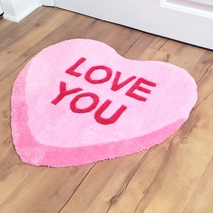 Love You Candy Heart Rug, Pink - Etsy