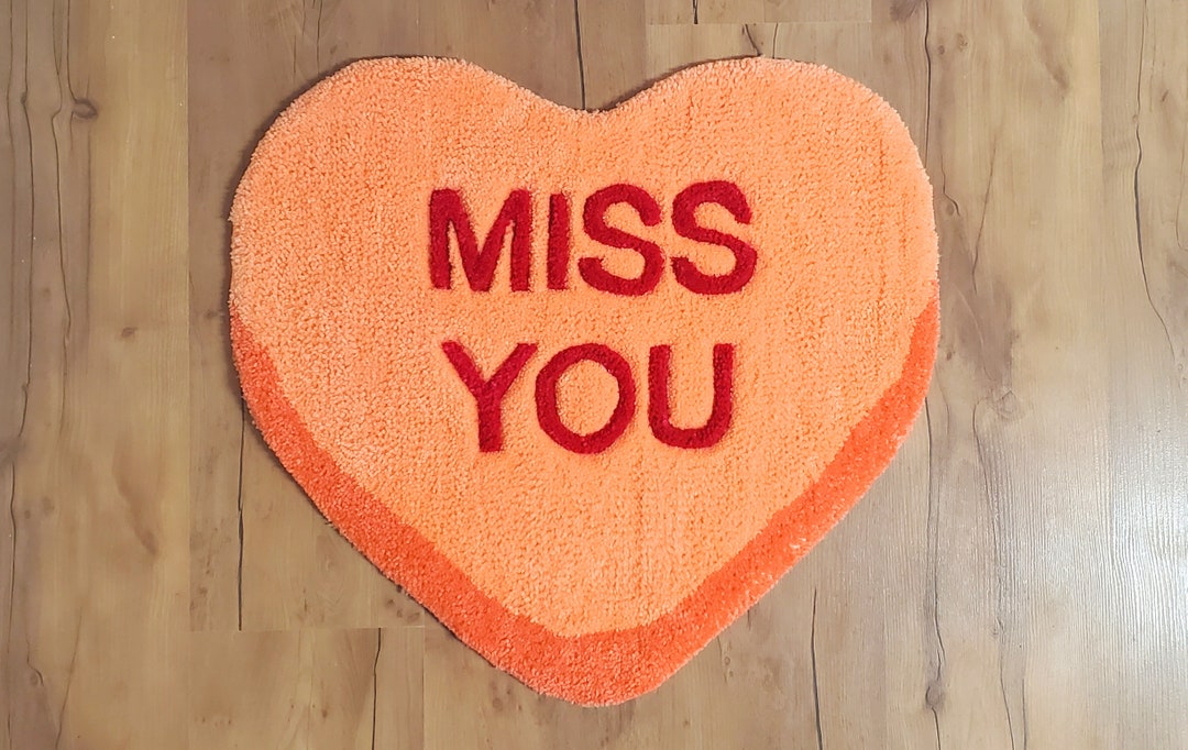 Miss You Candy Heart Rug, Orange - Etsy