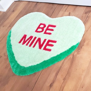 Be Mine Candy Heart Rug, Green - Etsy