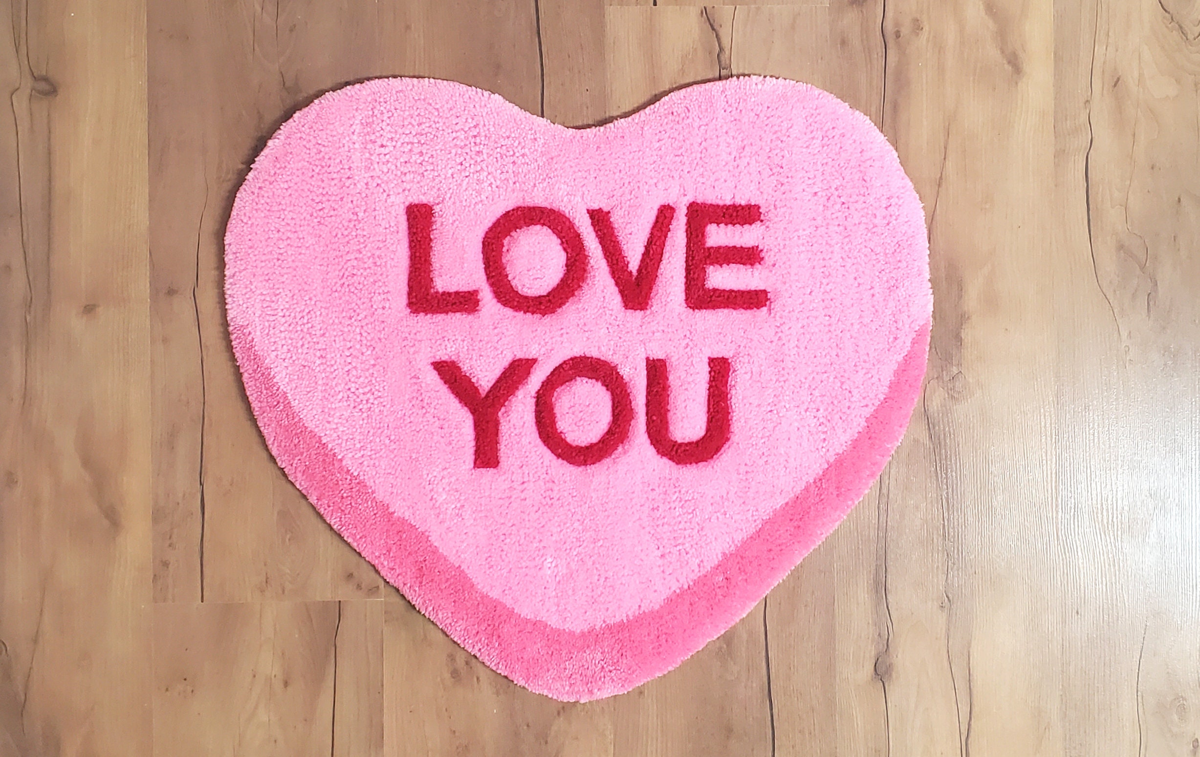 Love You Candy Heart Rug, Pink - Etsy