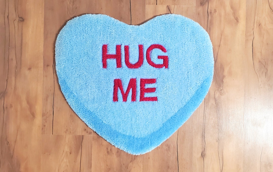 Hug Me Candy Heart Rug, Blue - Etsy