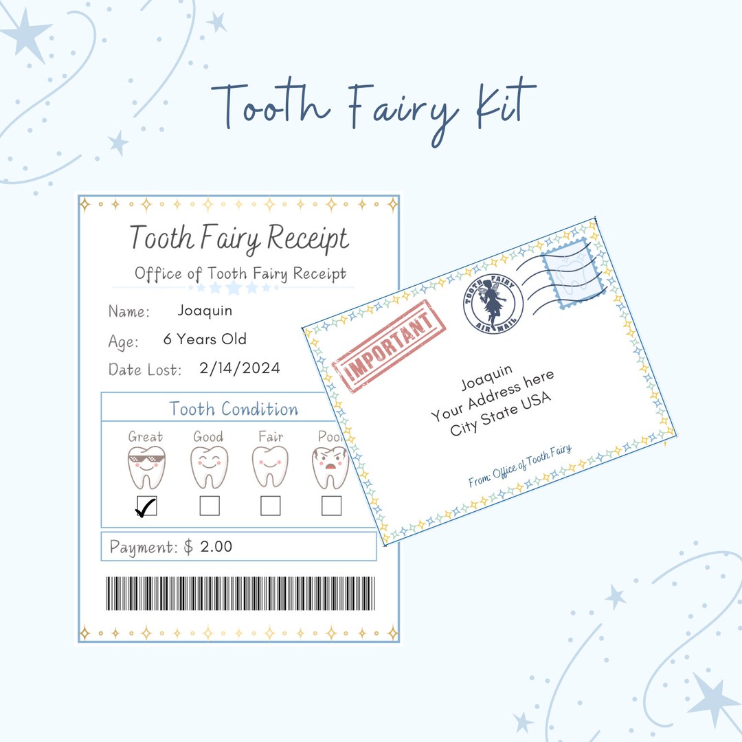 Printable Tooth Fairy Kit I Tooth Fairy Letter Set I Mini Tooth Fairy ...