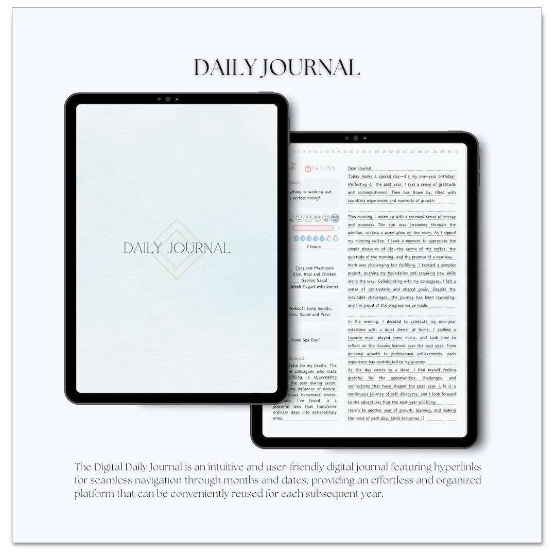Daily Journal I Journal Entry I Digital Journal I Health Tracker I ...