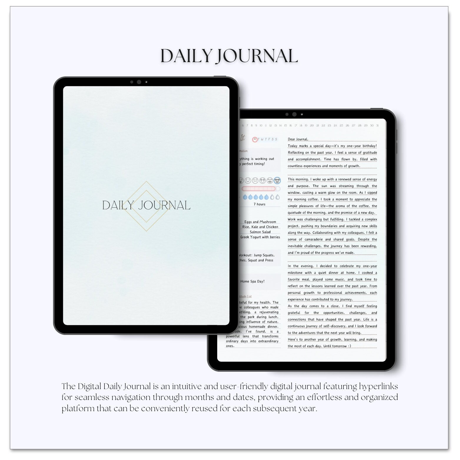 Daily Journal I Journal Entry I Digital Journal I Health Tracker I ...