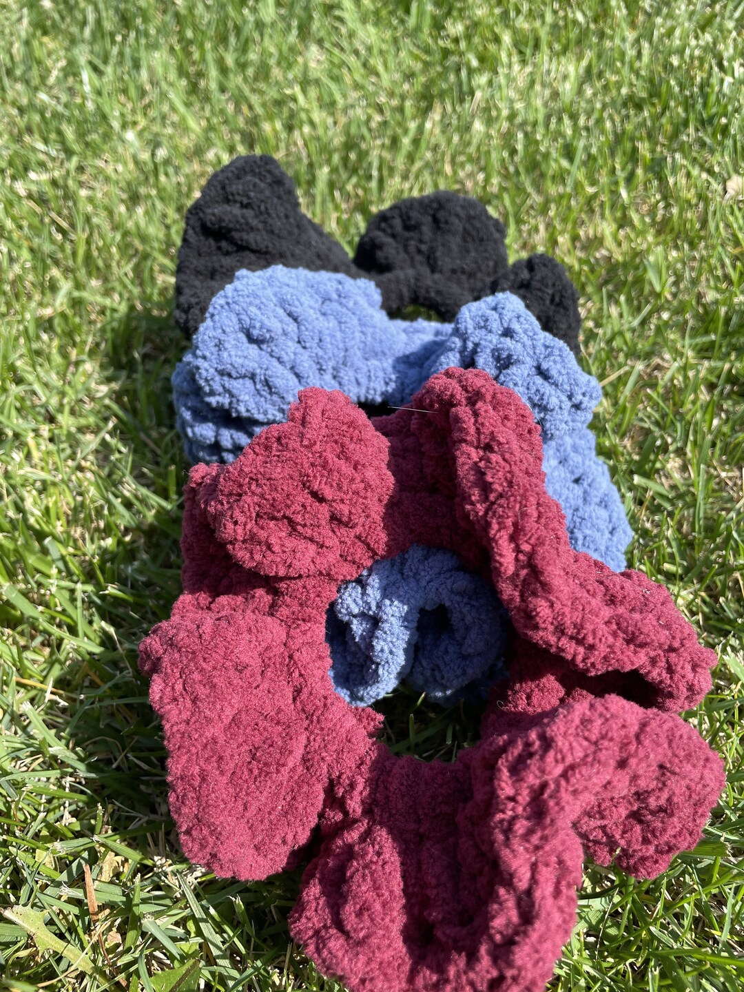 Crocheted Scrunchie 3 Pack Set bold and Beautiful Jumbo - Etsy