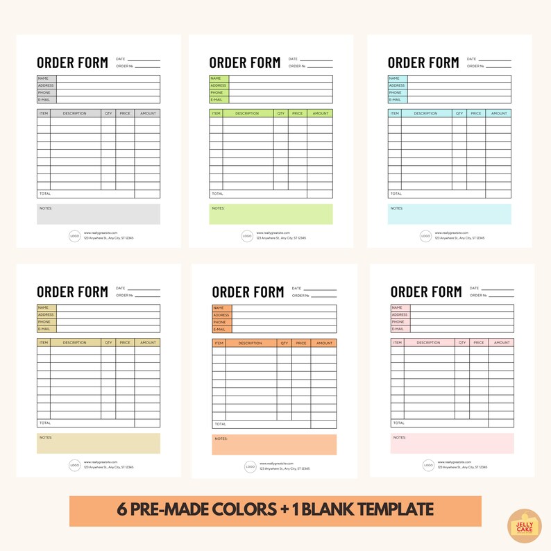 Editable Order Form Template / Printable Small Business Order - Etsy