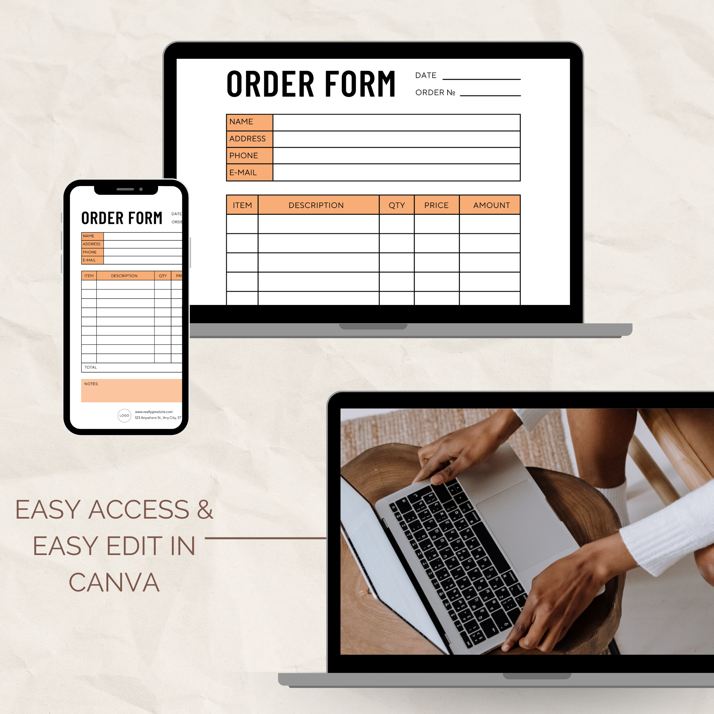 Editable Order Form Template / Printable Small Business Order - Etsy