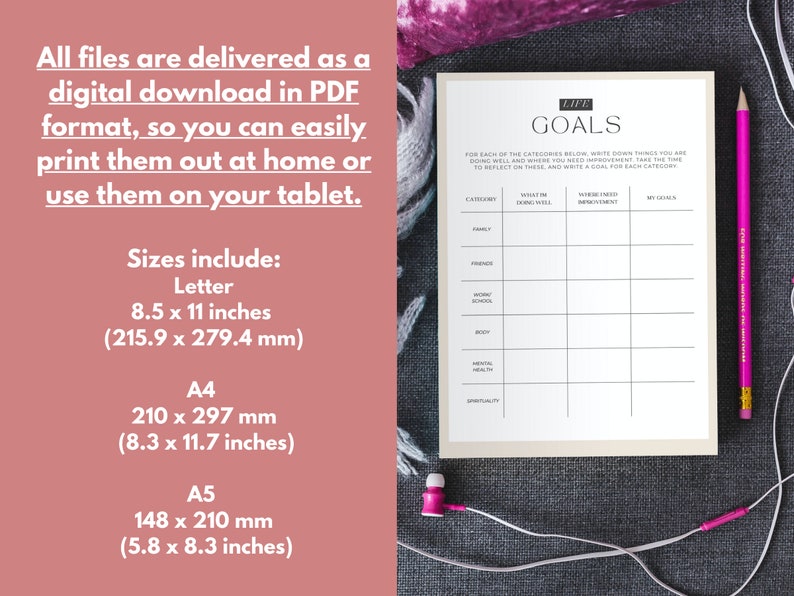 Digital Printable Goal Planner Bundle: Productivity Planner, Daily ...