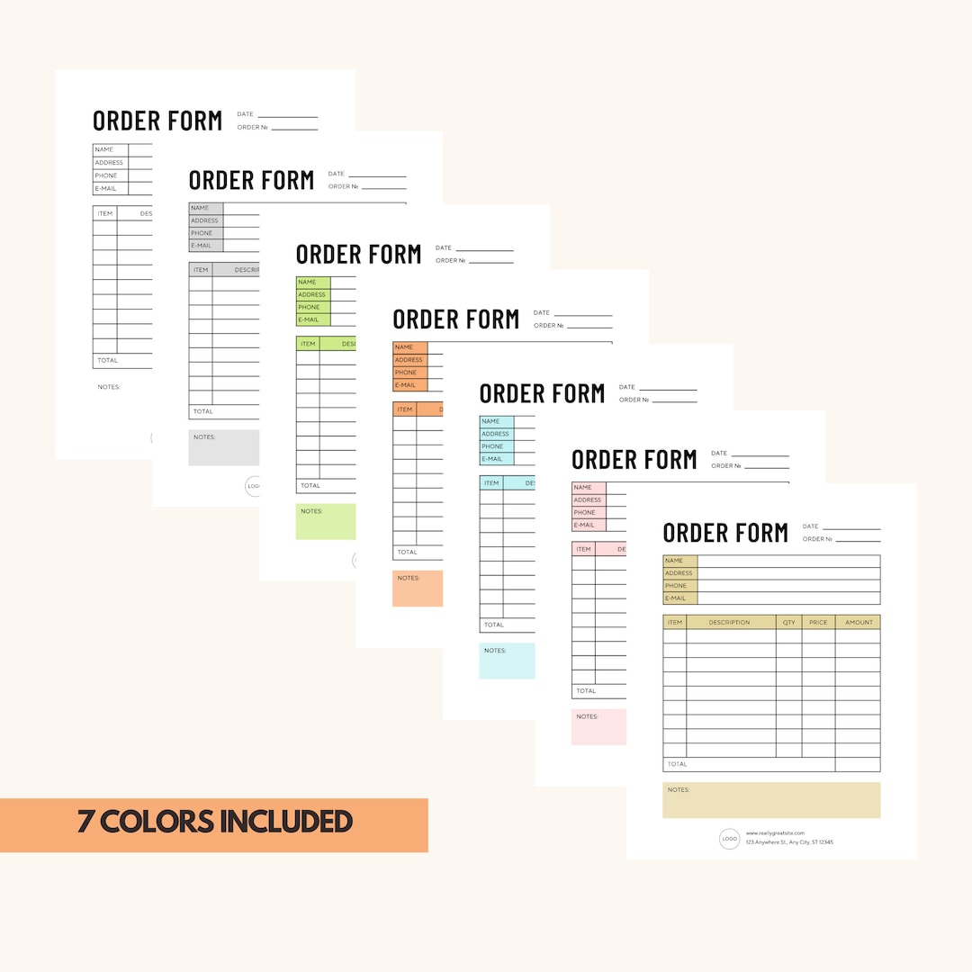 Editable Order Form Template / Printable Small Business Order - Etsy