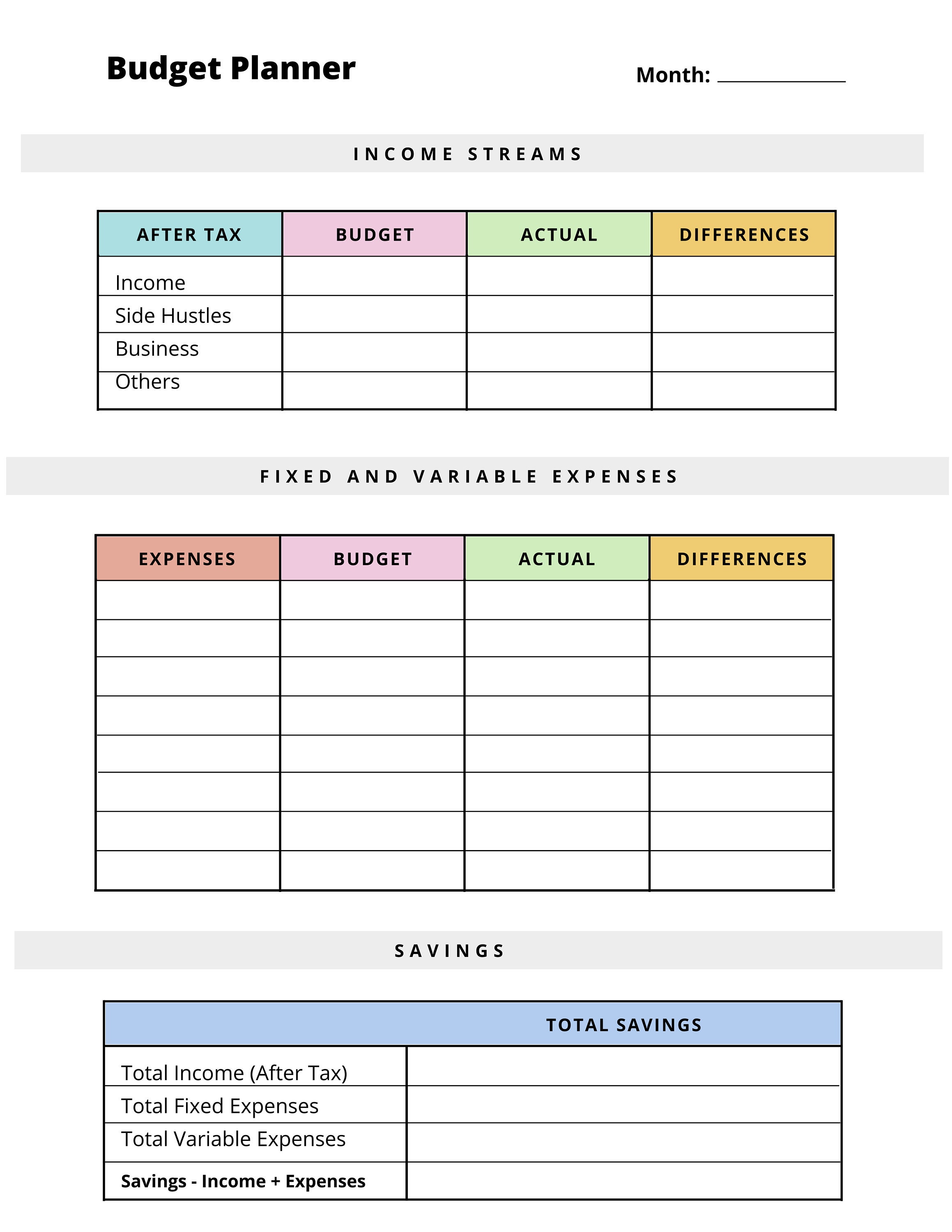 10 Monthly Budget Planner Templates / Simple and Easy to Use - Etsy